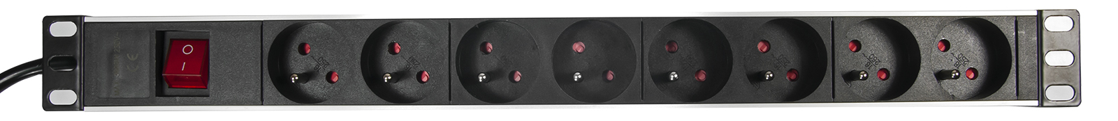 Rack power strip 19 ", 8 sockets, switch, 2m cable